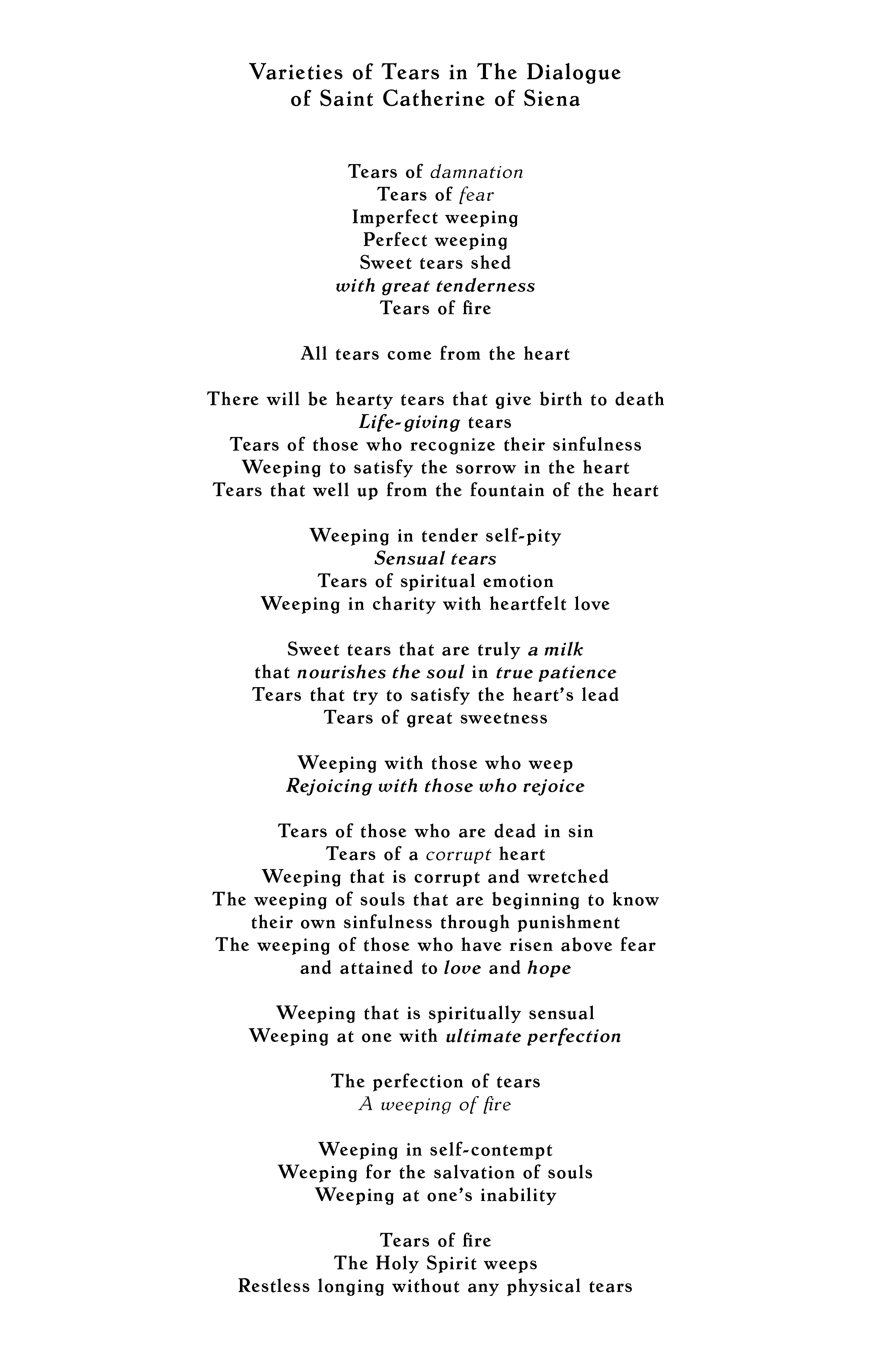 Varieties of tears in the Dialogue of Saint Catherine of Siena